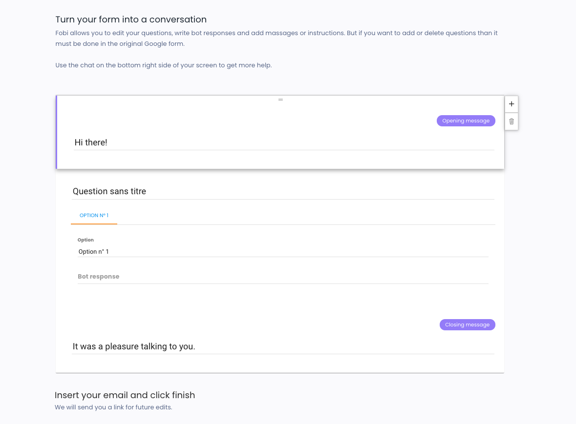 Fobi.io : Créer simplement un Chatbot avec Google Forms! Fobi.io : Créer simplement un Chatbot avec Google Forms!