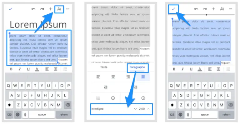 Comment doubler l'interligne sur Google Docs ? ou définir une autre valeur