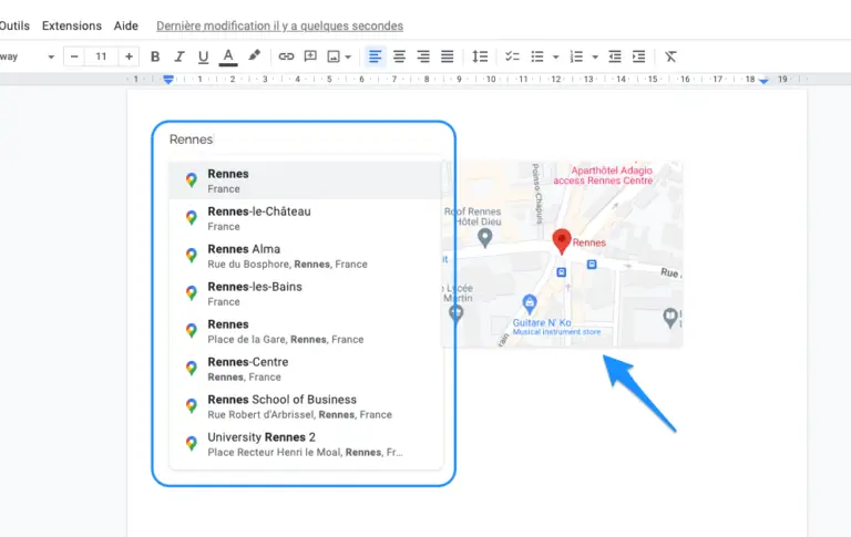 Google Docs : Insertion rapide d’Émoji et de lieu (maps)