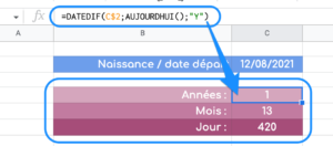Google Sheets : comment calculer l'âge à partir de la date de naissance? - Windtopik